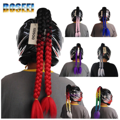 1 pcs Gradient Ramp Helmet Double Braids / Ponytail Motorcycle Helmet ...