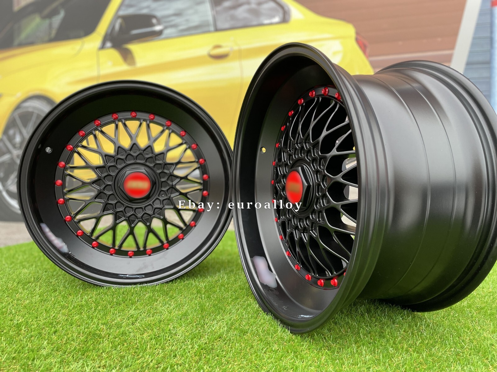 4x 18" RS Style mesh SLANT 5X120 deep dish lip wheels For BMW E34 E38 ...