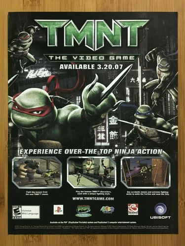 TMNT PS2 Gamecube 2007 Print Ad/Poster Official Teenage Mutant Ninja Turtles Art | eBay