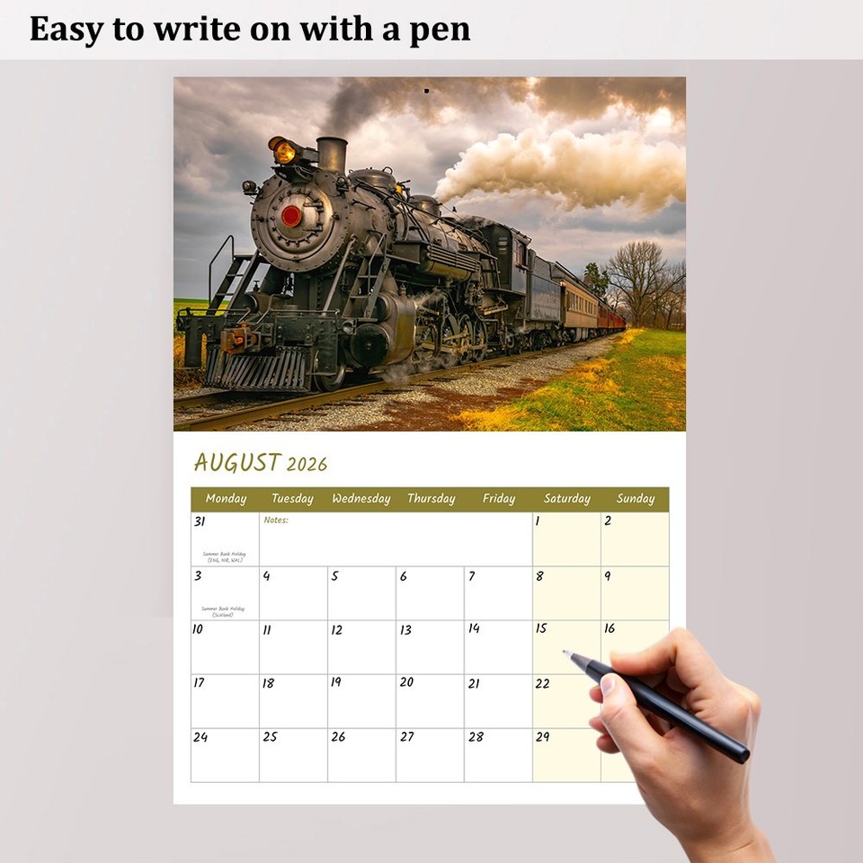 2026 A3 Steam Train Wall Calendar Monthly Planner Family Home Organiser ...