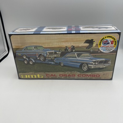 Sealed AMT Cal Drag Combo Galaxie, Falcon Funny Car & Trailer Model 1/ ...