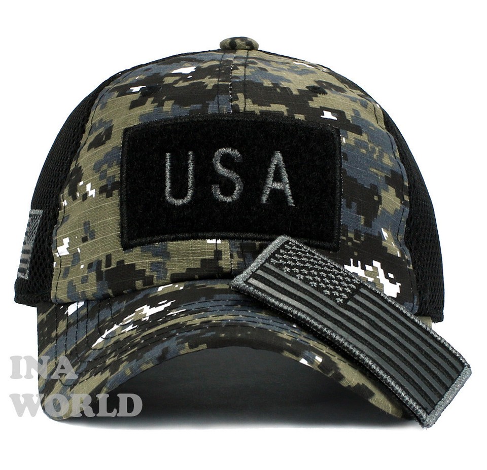USA Flag Hat Detachable Patch Tactical Operator Micro Mesh Military ...