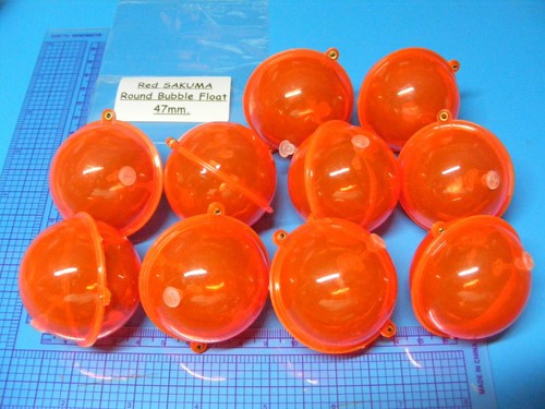 10 SAKUMA Red Round BUBBLE FLOATS Diameter 47mm for Coarse, Bait, Carp ...