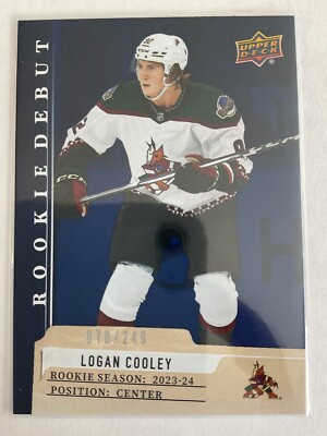 Logan Cooley 2023-24 Upper Deck UD Rookie Debut Blue Parallel RC Card ...