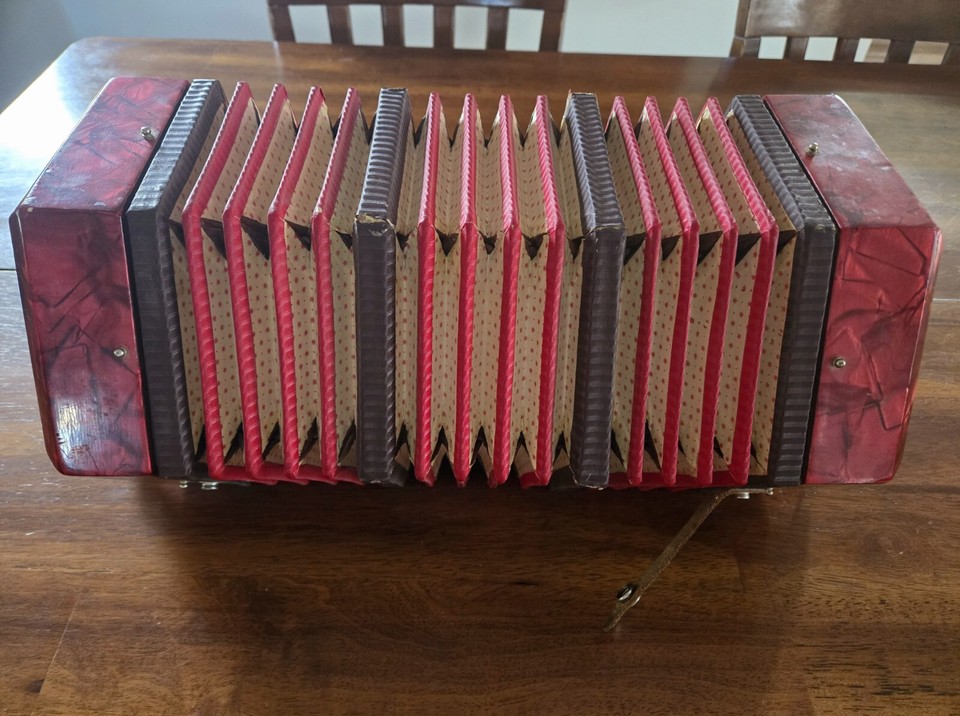 Vintage Anglo Concertina Squeezebox Accordion Red Pearl, made in Italy ...