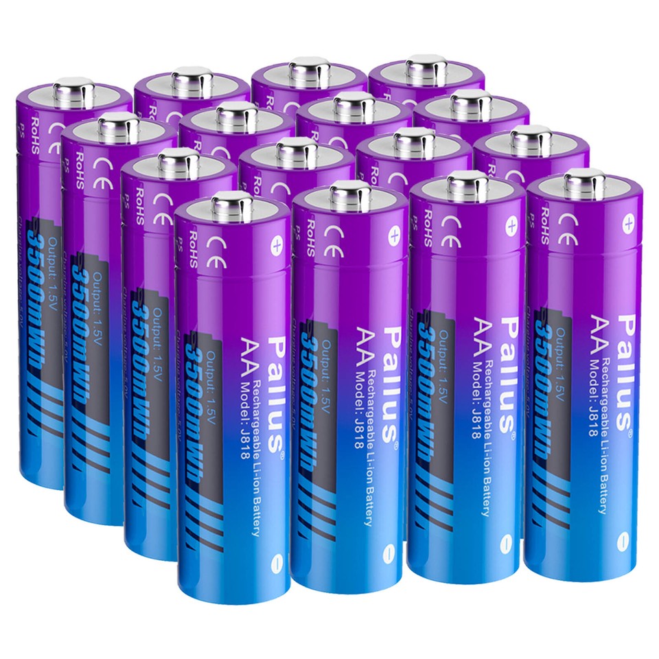 1.5V Batteries Lithium AA Rechargeable 3500mWh Double A Li-ion Battery ...