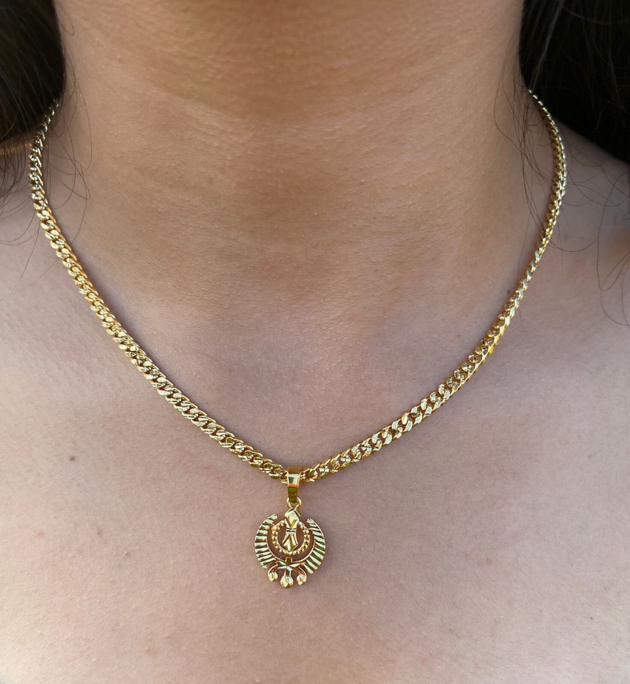 Khanda Pendant,24carat Gold Plated Sikh Khalsa Legend Khanda With Curb ...
