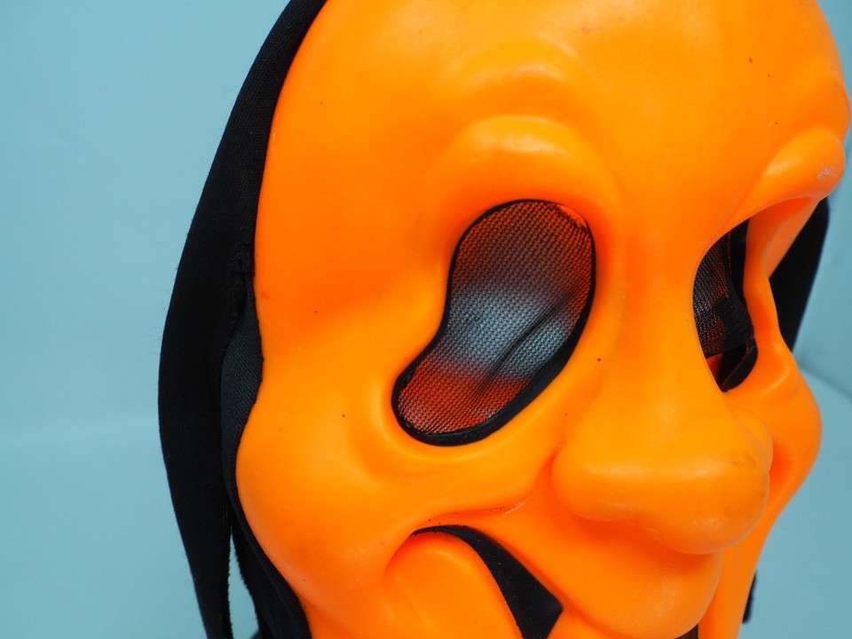 Vintage Scream Goofy Ghost Face Mask Fun World Easter Unlimited Orange ...