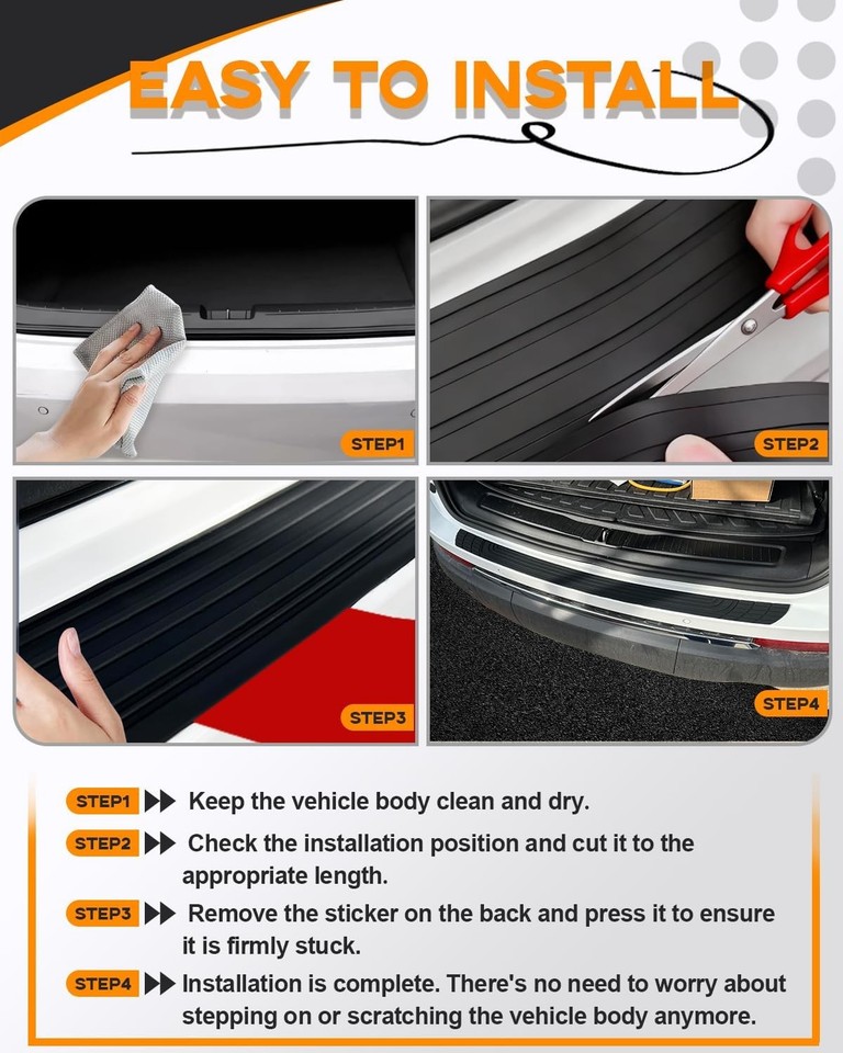 41" Anti-Scratch Car Rear Trunk Bumper Guard Protector Trim Cover Sill ...