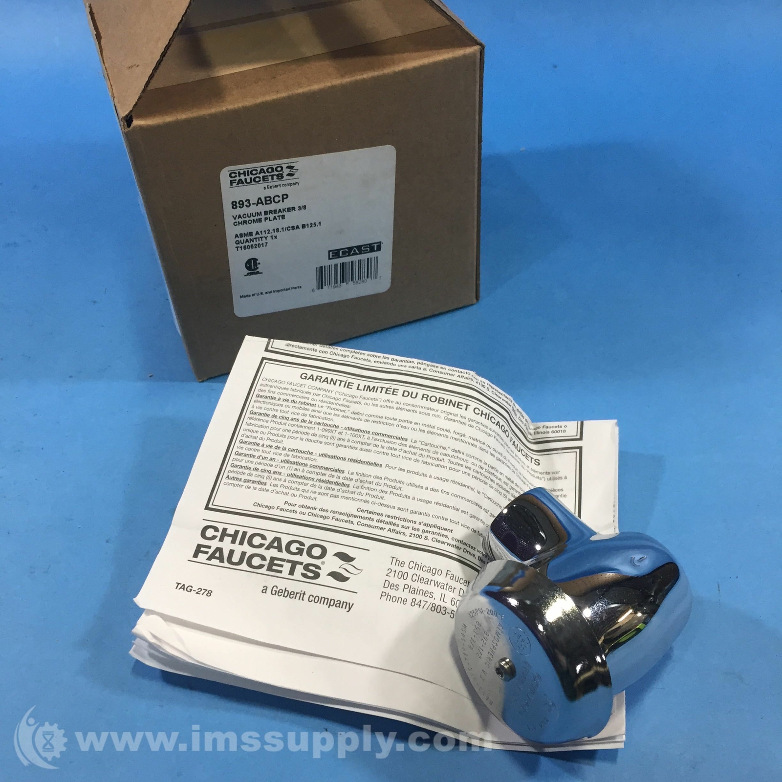 Chicago 893-abcp Faucet Angle Vacuum Breaker 3/8 In. Lead for sale online | eBay