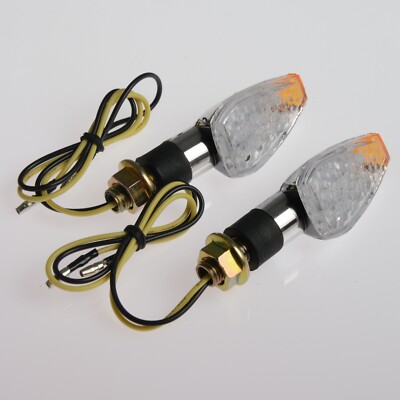 Universal Pair Motorcycle Indicators Motorbike Scooter LED Clear Arrow ...