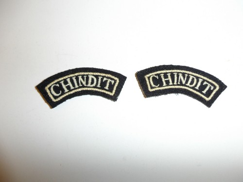 e2456p WW2 British Army Chindit CBI Wingate Commando tabs pair black ...