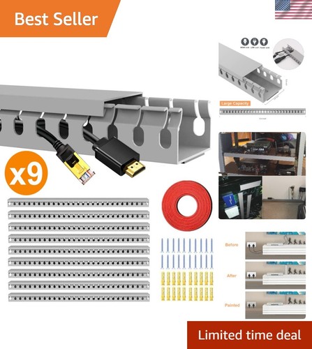 138” Cable Management Duct with Cover – Hides Cords Under Desk/TV ...