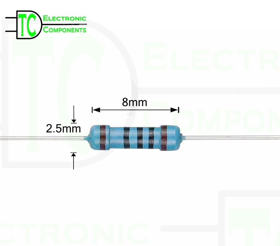 1/2W Metal Film Resistors 1% tolerance 0.1 ohm to 10M ohm available 10 ...
