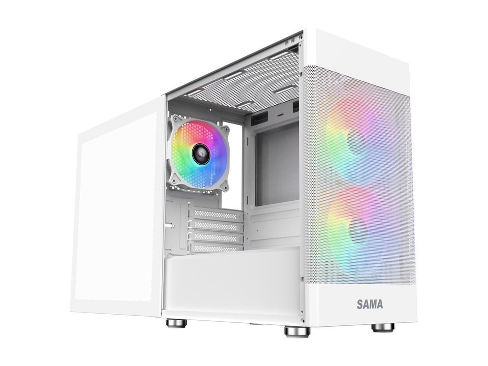 Sama ARGB-Q5-W White USB3.0 Tempered Glass Micro ATX Tower Gaming ...