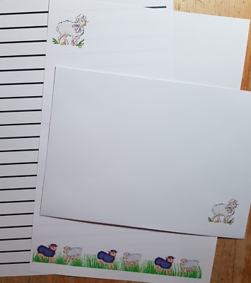 Cheerful lamb letter writing paper set with matching envelopes 5+5+5 ...