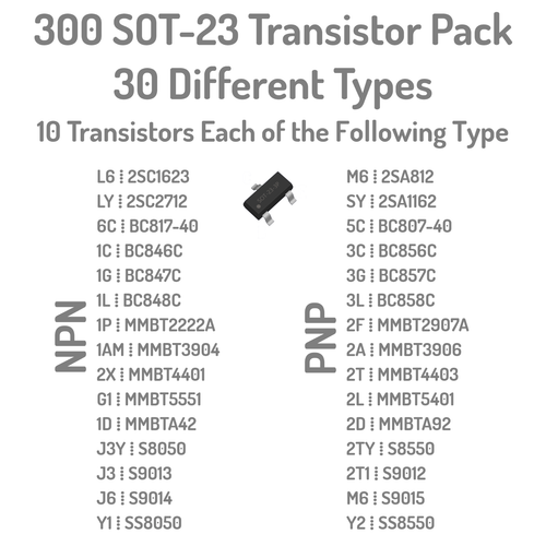 30 Types SOT-23 SMD Transistors, 10 pack or 300 pack of all types | eBay UK