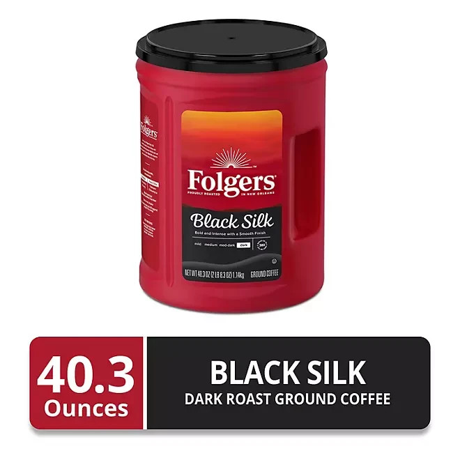 2 PACK - Folgers Dark Roast Ground Coffee, Black Silk 40.3 oz (Total 80 ...