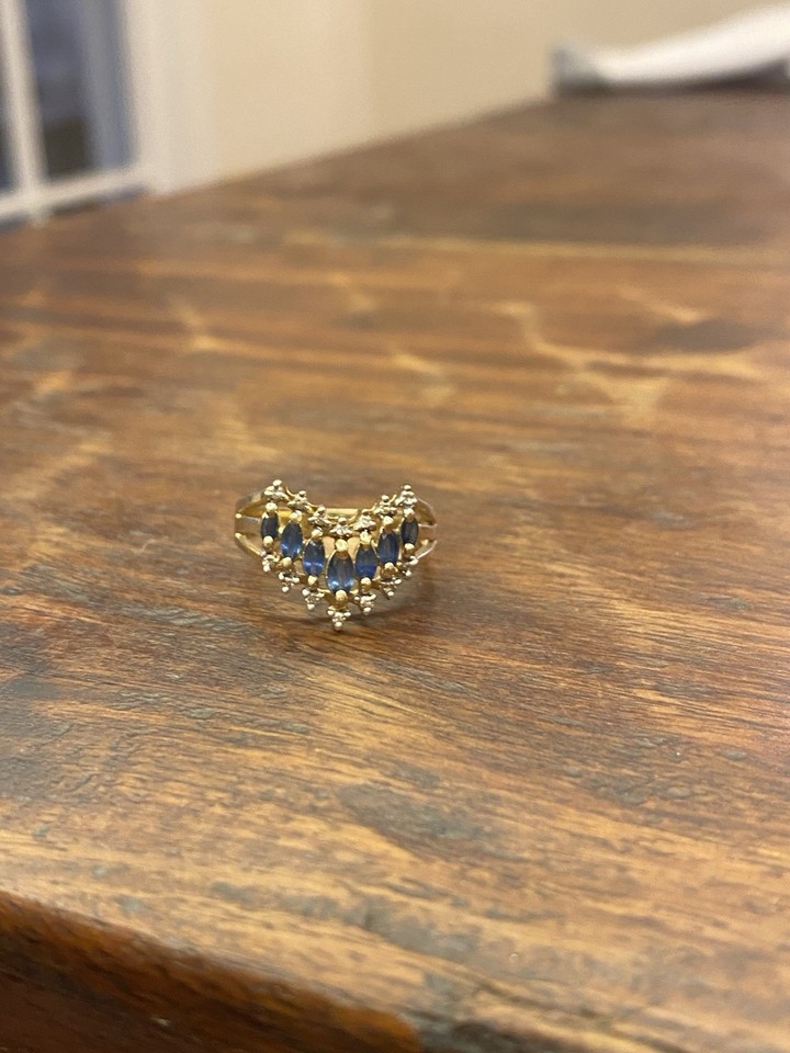 14k Yellow gold sapphire & diamond ring 4.0 grams NO RESERVE | eBay