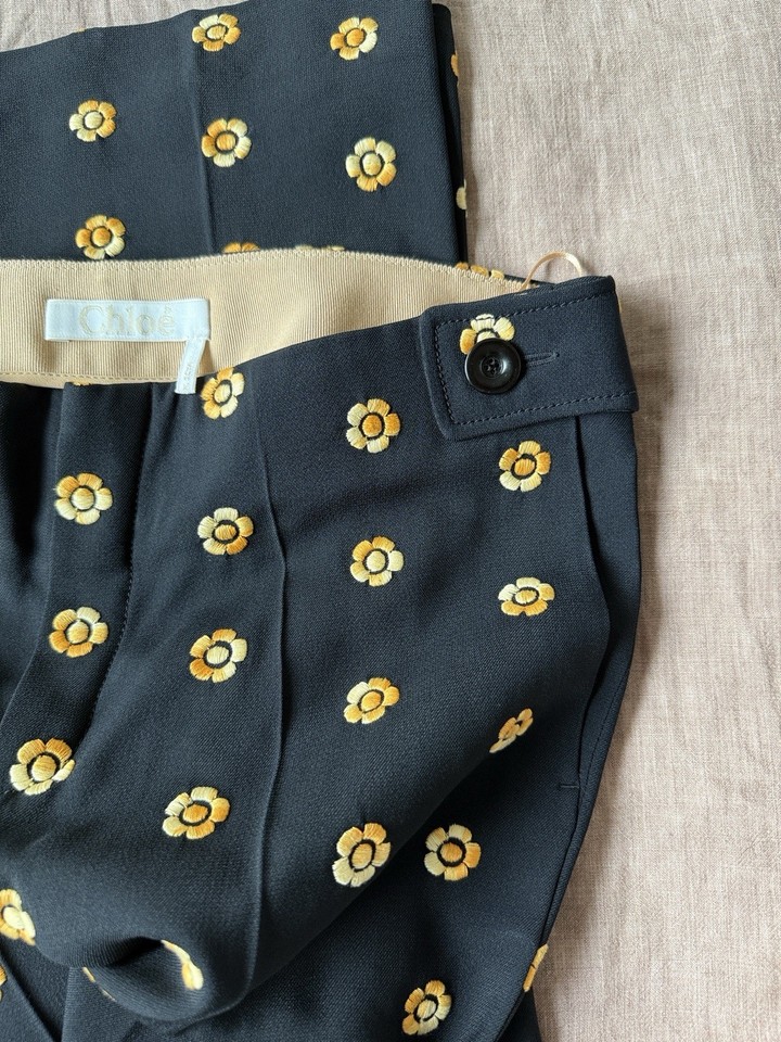 Chloe Women’s Black Trouser with Daisy Embroidery Size 38 (US 6) | eBay