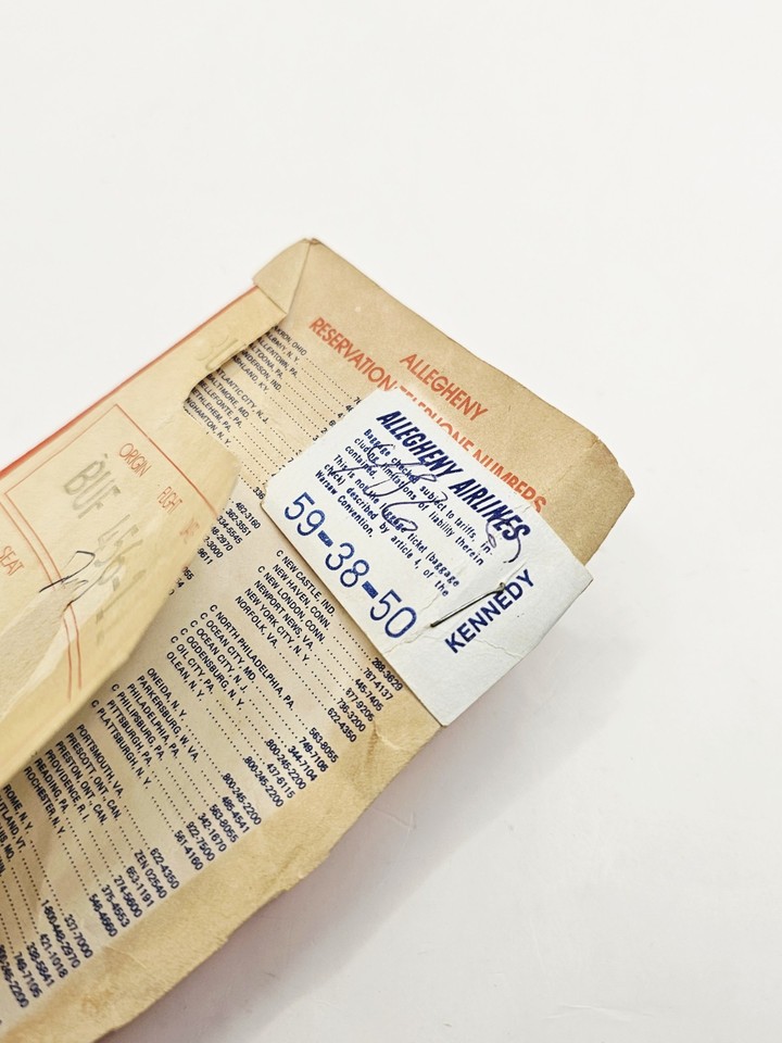 Allegheny Airlines Envelope & Luggage Tag - JFK - 1970s | eBay Australia