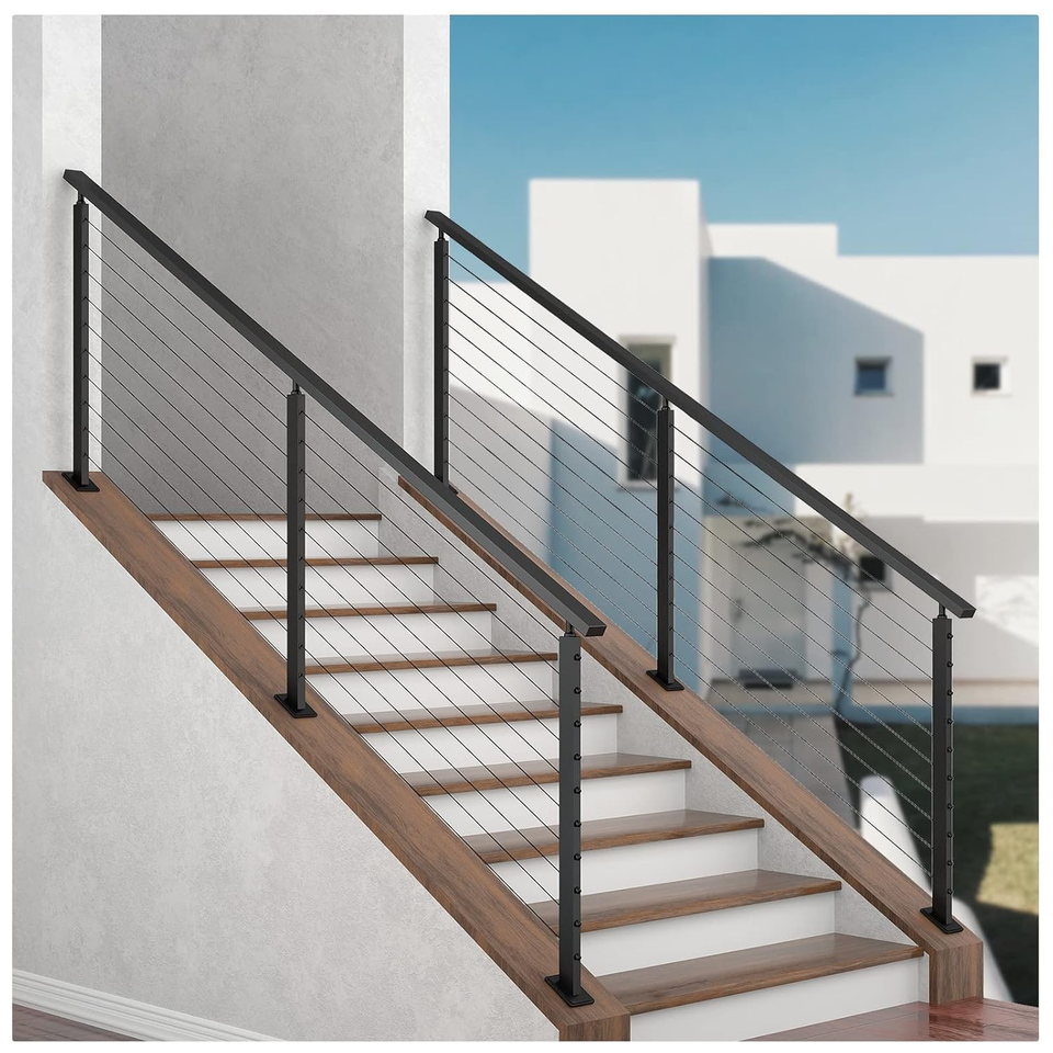 Black Stainless Steel Cable Railing Post for 25-40° Slopes - 36" Height ...