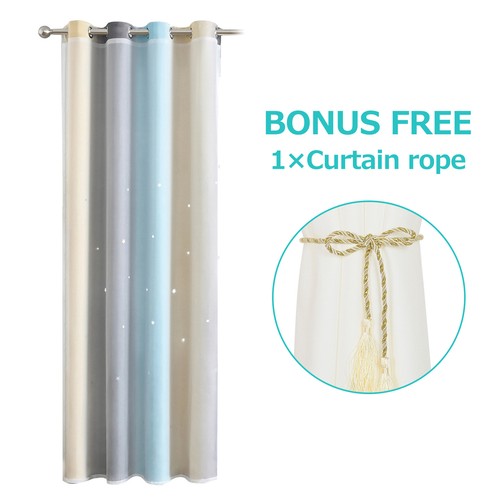 1pc Curtain Simple Gradient Hollow-out Star Pattern Double Layer ...