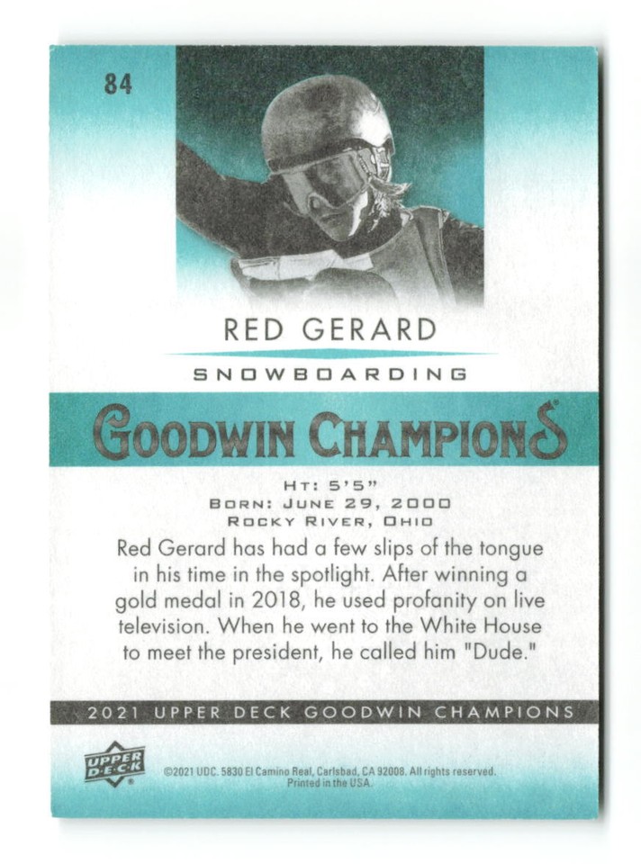 2021 Upper Deck Goodwin Champions Red Gerard #84 Snowboarding Card | eBay