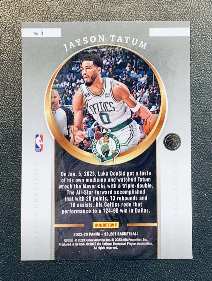 2022-23 Panini Select JAYSON TATUM Select Certified #5 SP Boston ...