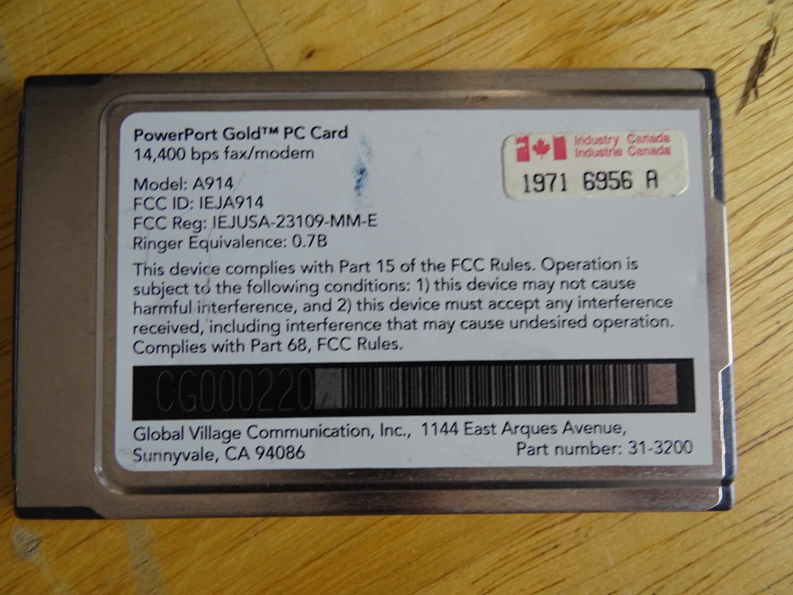 PowerPort Gold PC Card by Global Village Communication | eBay