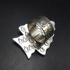 Alex Sanchez NAVAJO Sterling Silver PETROGLYPH RED CORAL Arrowhead RING ...