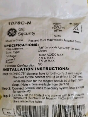 Door Contact Interlogix 1076C-N 7/8 In Wood 3/8 In Steel Door White ...