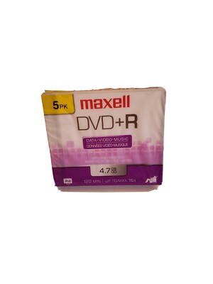 Maxell DVD+R 5 pack 4.7GB 120 Minute 16x Write speed New Sealed | eBay