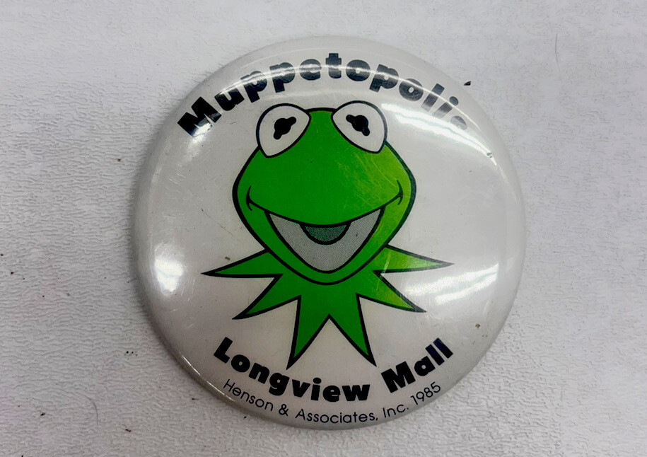 Vintage 1985 Kermit The Frog Button Pin Longview Mall The Muppets | eBay