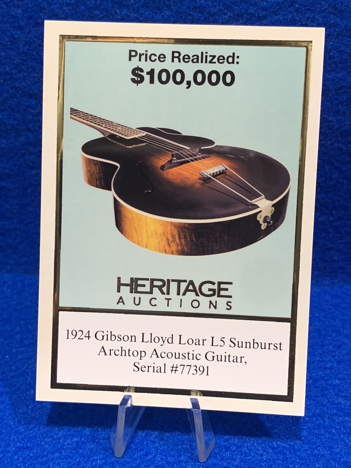 2023 Heritage Auctions Card #122 (1924 Gibson Lloyd Loar L5 Sunburst Guitar) | eBay