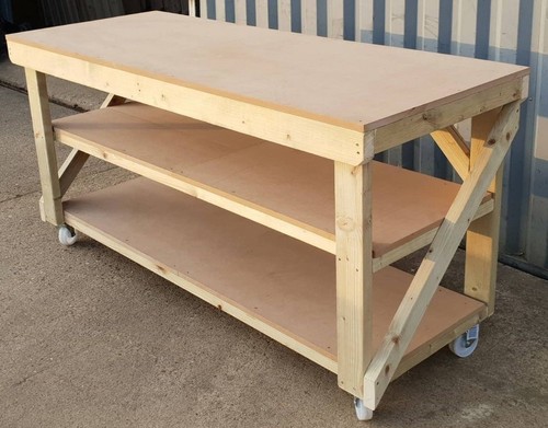 Wooden Workbench MDF Surface 4FT to 8FT Work Table Industrial Bench ...