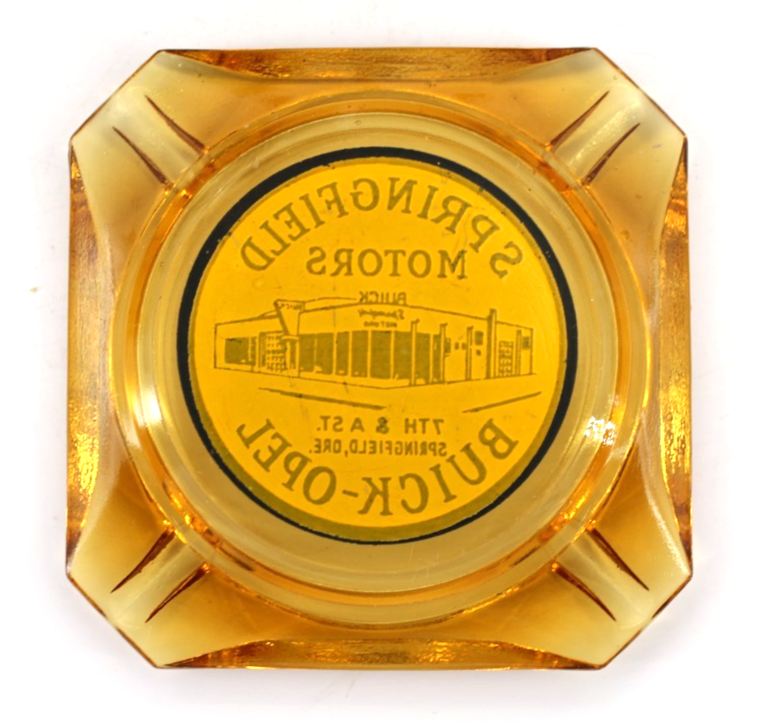 Vintage Clear Glass Advertising Ashtray Springfield Motors Springfield ...