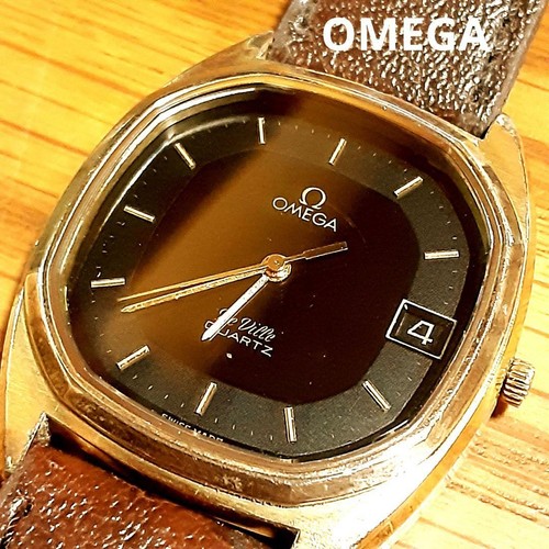 Omega De Ville Quartz Men's Watch Octagonal Leather Strap Used | eBay