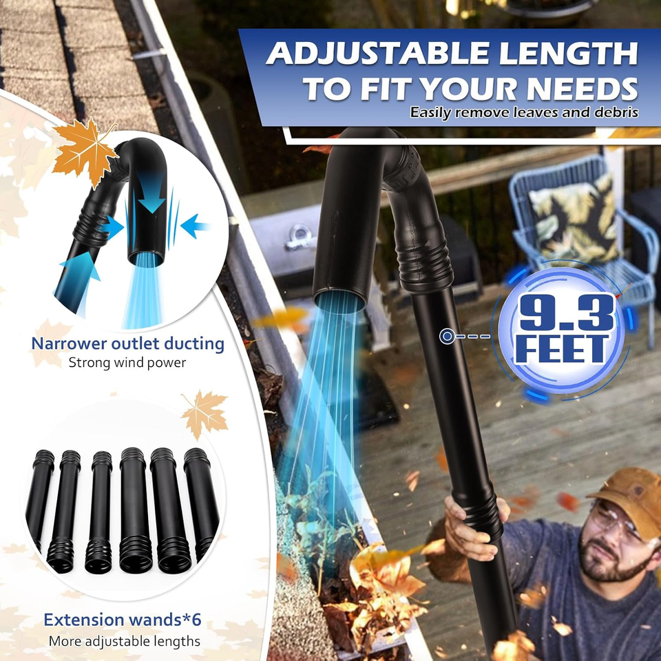 Universal Gutter Cleaning Kit for Leaf Blowers – 9.3FT Extension Tool ...