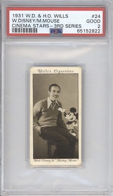 Walt Disney & Mickey Mouse PSA 2 1931 W.D. H.O. Wills #24 Cinema Stars ...