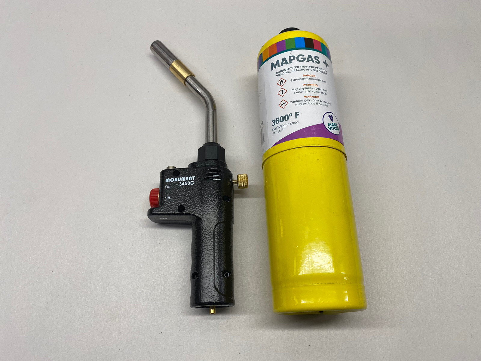 MONUMENT PLUMBERS BRAZING/SOLDERING TORCH KIT C/W 1 X MAPP/PROPANE GAS ...