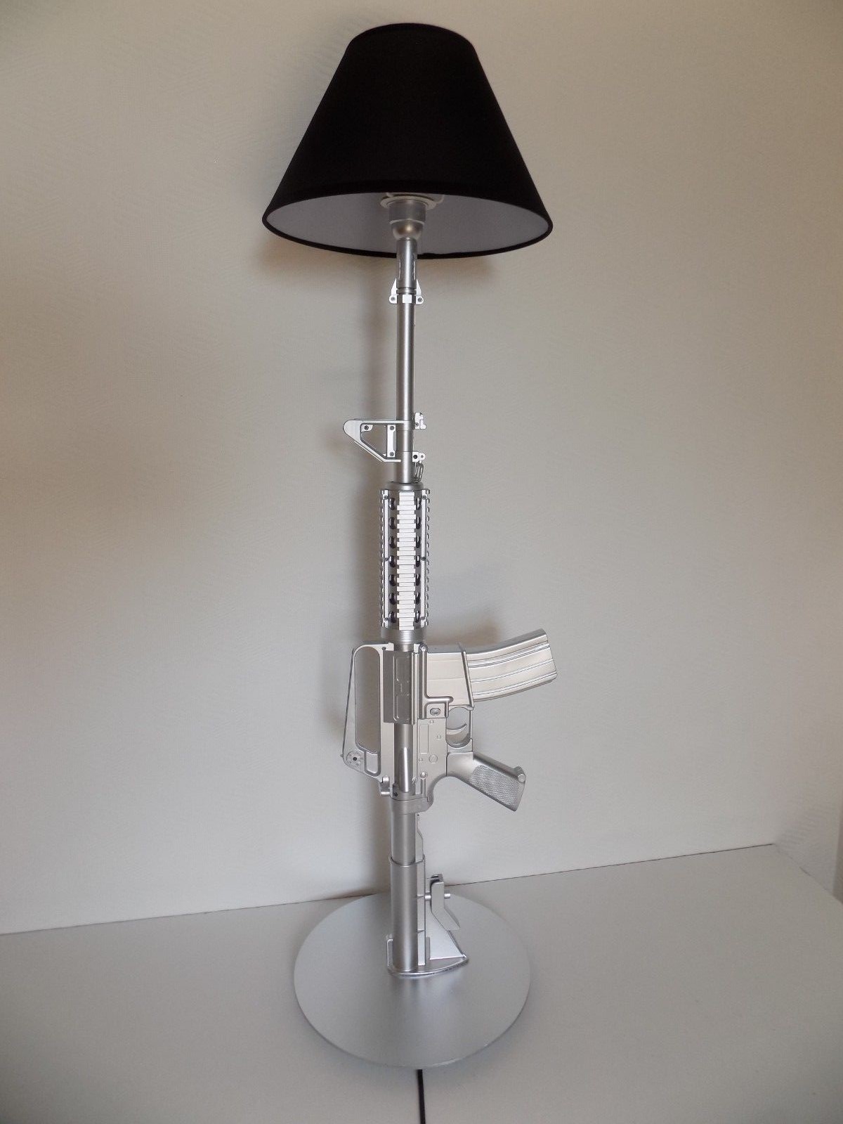 LAMPE DESIGN M4 CHROME (AR15 M16 chevet bureau table lamp light arme ...
