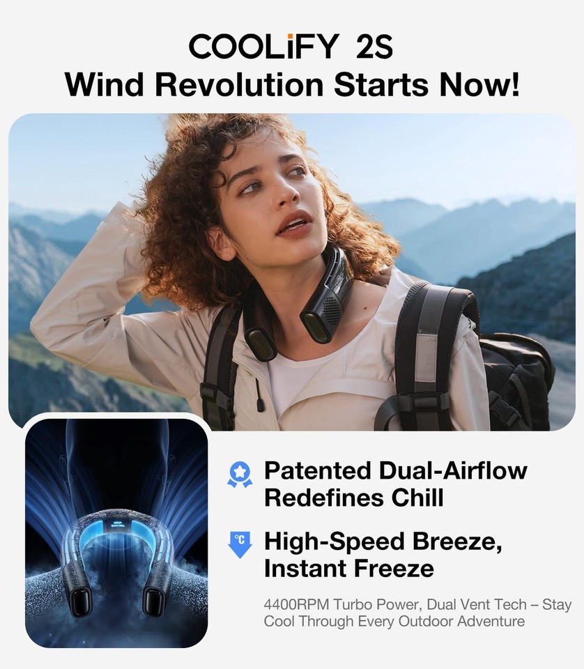 TORRAS COOLiFY 2S Neck Fan [2025 Upgraded], 28H Extended Battery Life, Neck F... | eBay