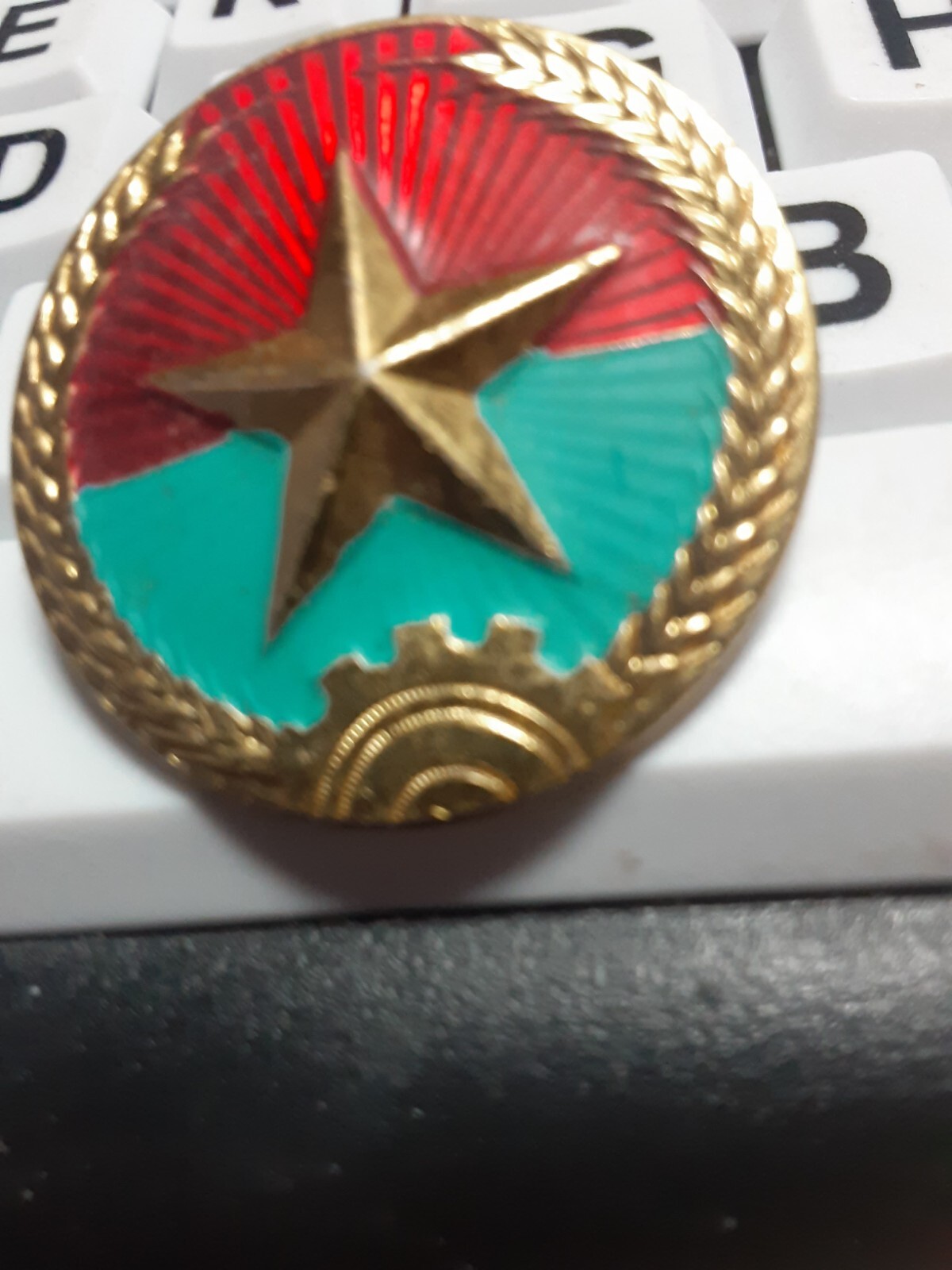 VIETNAM NATIONAL LIBERATION FRONT VIET CONG PITH HELMET BADGE=SOUTH ...
