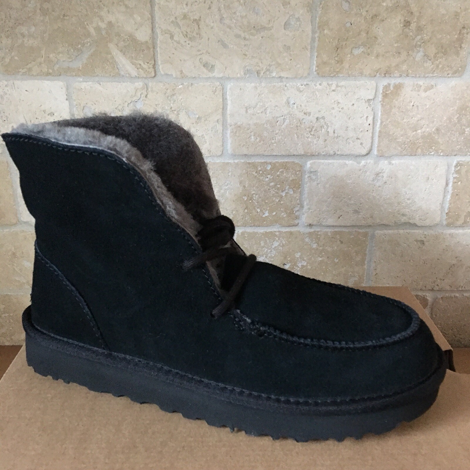UGG DIARA BLACK WOOL SUEDE ANKLE BOOTS CUFF SLIPPER SHOE SIZE 7 WOMEN ...
