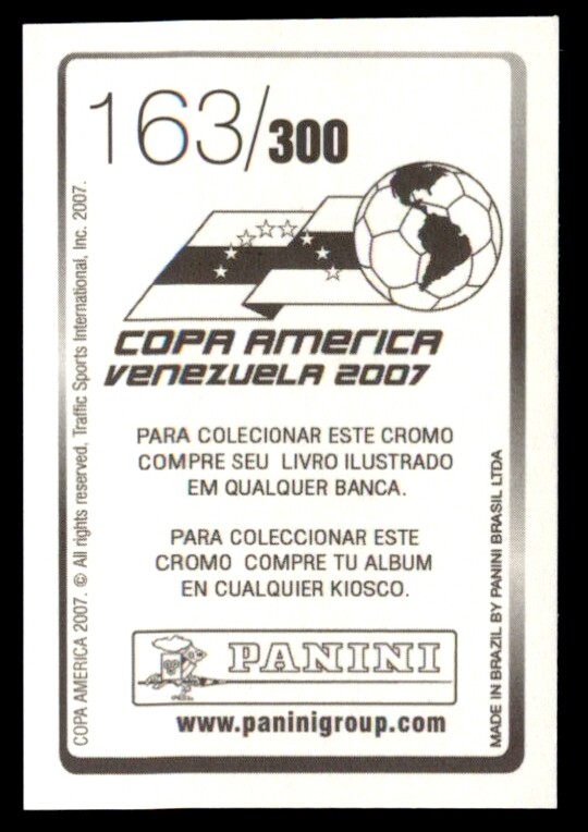 Panini Copa America Venezuela 2007 - Edwin Villafuerte Ecuador No. 163 ...