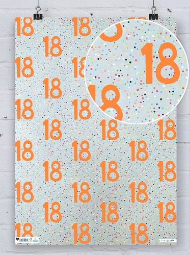 18th Birthday Bright Neon Spot Wrapping Paper Age 18 Cute Eighteenth ...