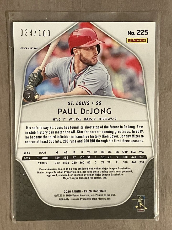 Paul DeJong 2020 Panini Prizm NEON ORANGE SP Parallel Card #034/100. Cardinals | eBay