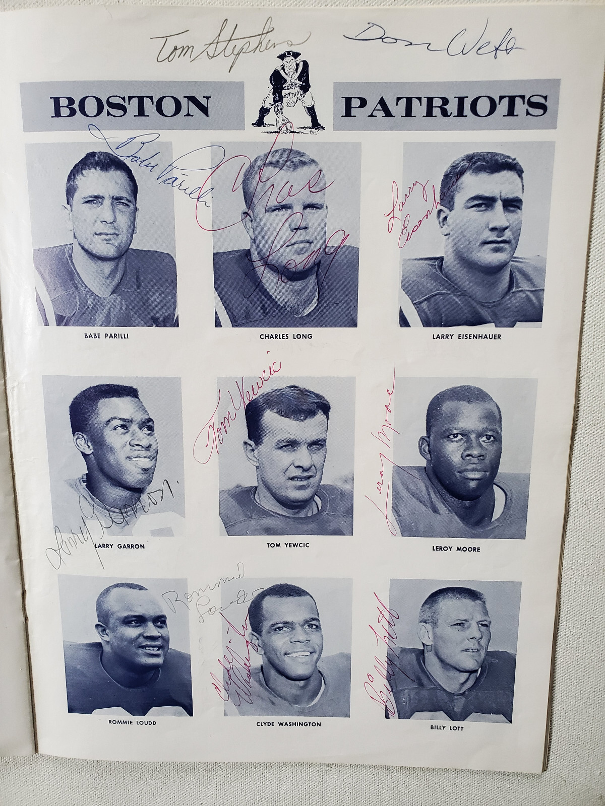 36)PATRIOTS AUTOGRAPHS 1961 BOSTON PATRIOTS vs Oakland Raiders Program ...