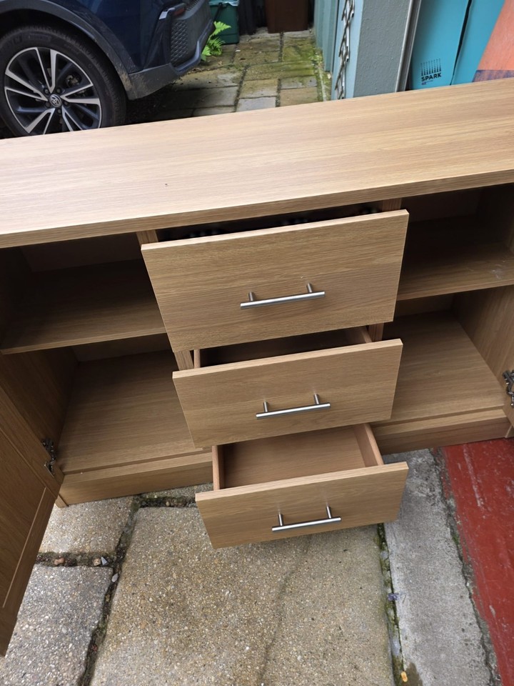 sideboard storage cabinet - 2 cupboards and three drawers | eBay UK
